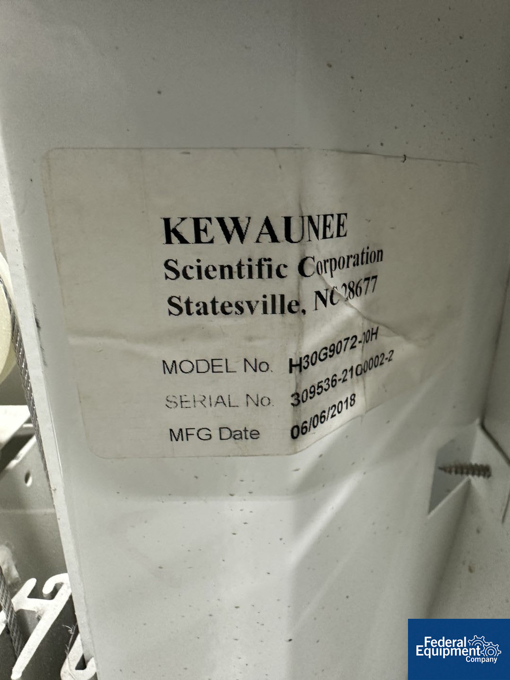 72" Kewaunee Walk In Hood, Model H30G9072-00H | Federal Equipment Company