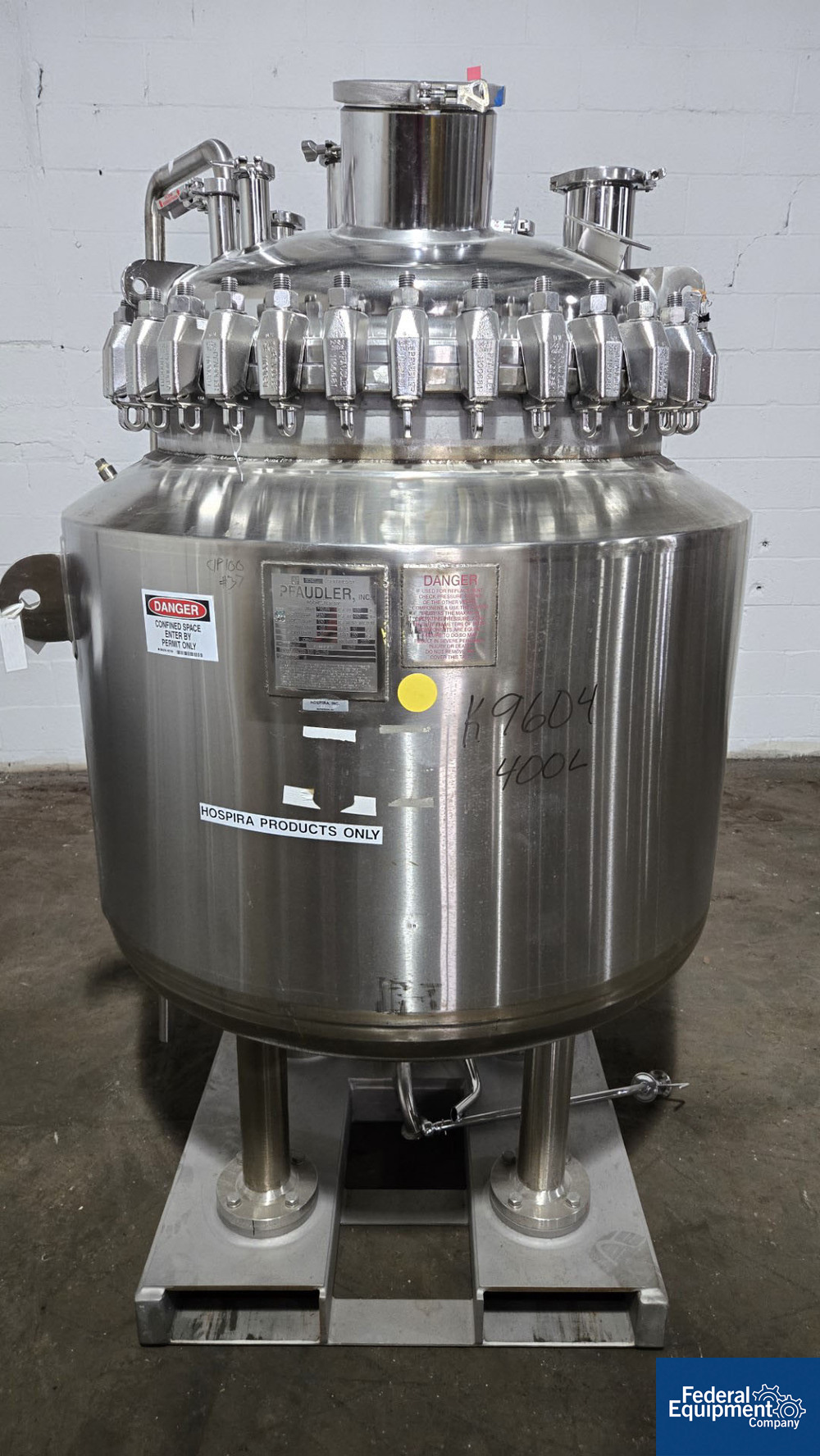 100 Gal Pfaudler Glass Lined Reactor Body, 50/150# | Federal Equipment ...