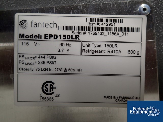 Fantech Dehumidifier, Model PRO 150LGR | Federal Equipment Company