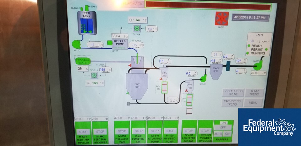 Pulse Combustion Systems Spray Dryer, Model P-1 | Federal Equipment Company