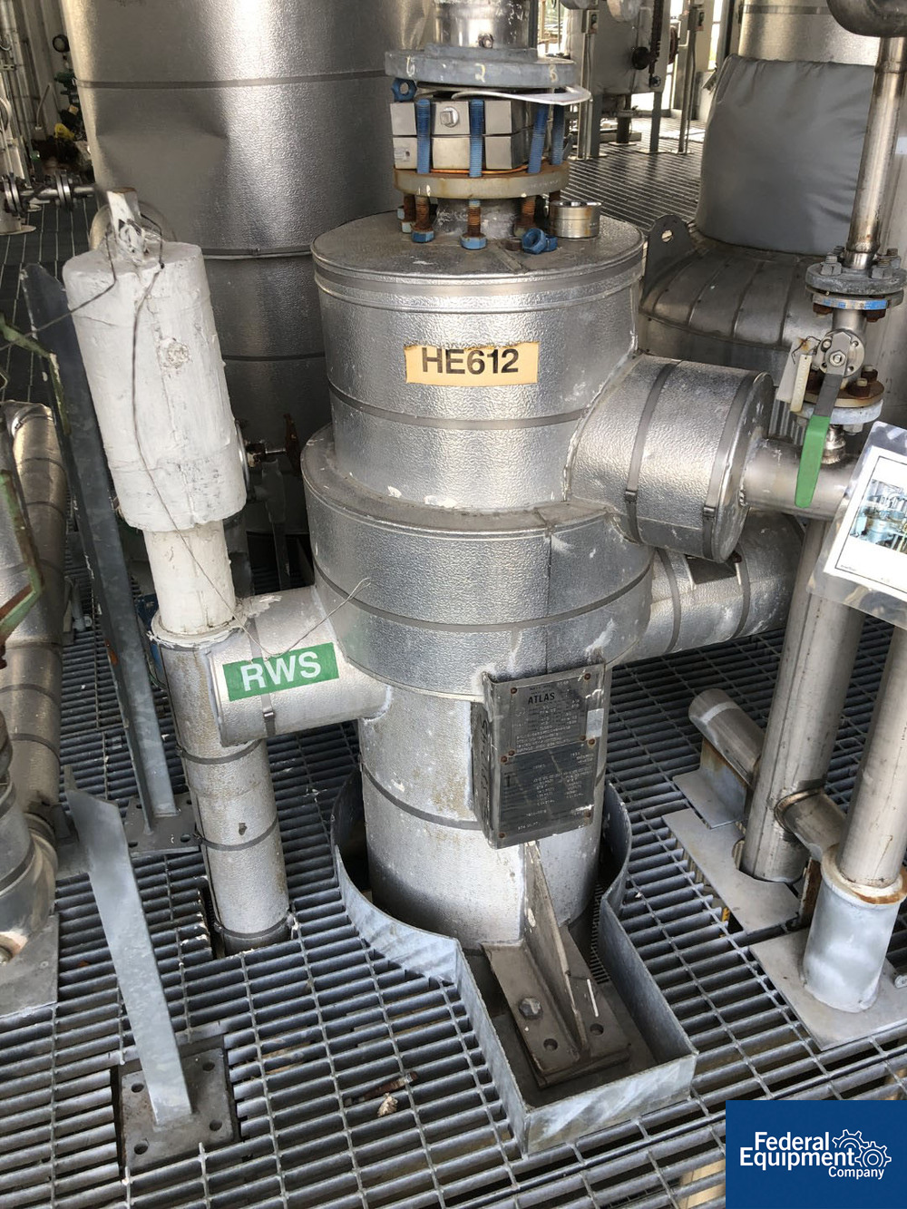 234 Sq Ft Atlas Heat Exchanger, 316L S/S, 33/90# | Federal Equipment ...