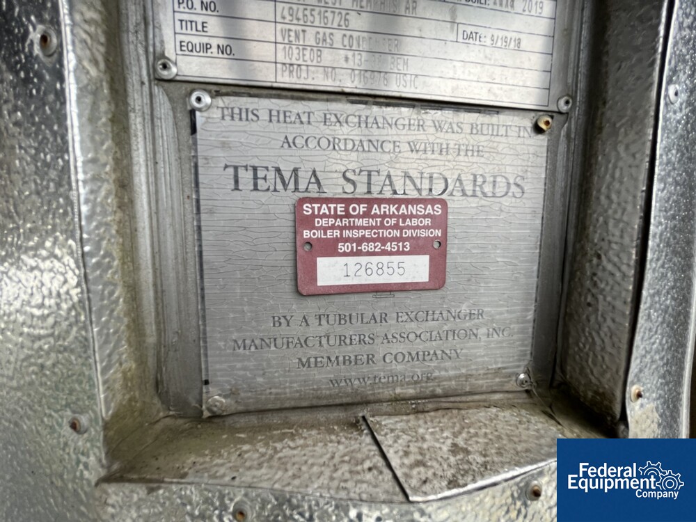 90 Sq Ft Ward Tank Heat Exchanger, 316 S/S, 188/243# | Federal ...