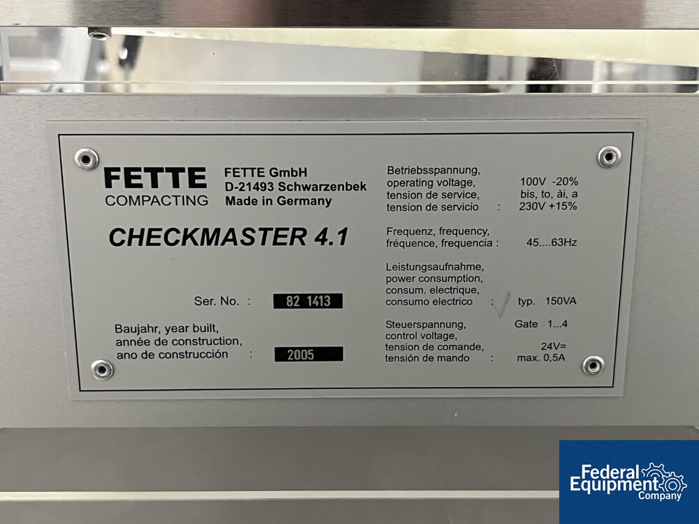 Fette Checkmaster 4.1 Tablet Tester | Federal Equipment Company