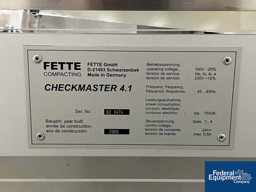 Fette Checkmaster 4.1 Tablet Tester | Federal Equipment Company