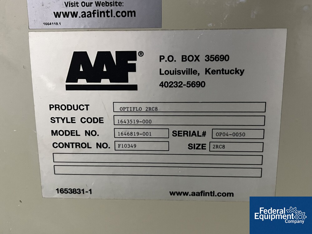 1,648 Sq Ft AAF Dust Collector, C/S, Model 2RC8, 10 HP | Federal ...