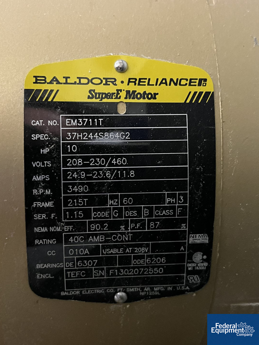 1,648 Sq Ft AAF Dust Collector, C/S, Model 2RC8, 10 HP | Federal ...