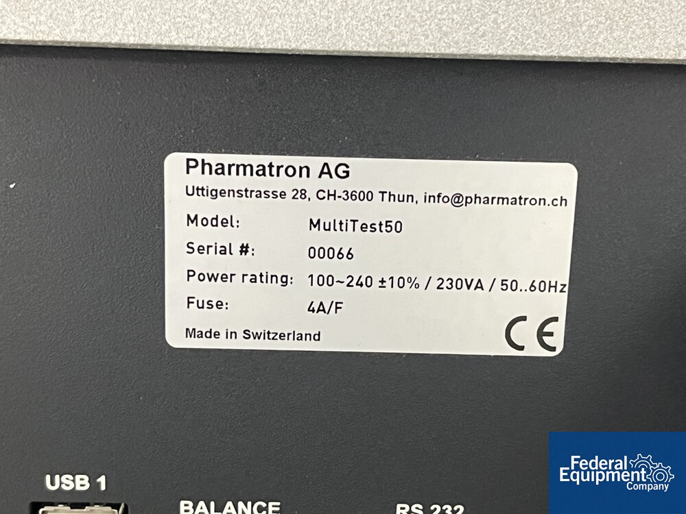 Pharmatron/Sotax Tablet Hardness Tester, Multitest 50 | Federal ...