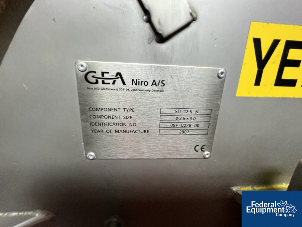 8' GEA Niro Spray Tower Congealer Dryer, S/S, Model SD-12.5-N | Federal ...