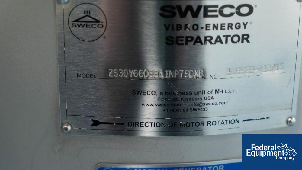 30" Sweco Screen, S/S, 1 Deck | Federal Equipment Company