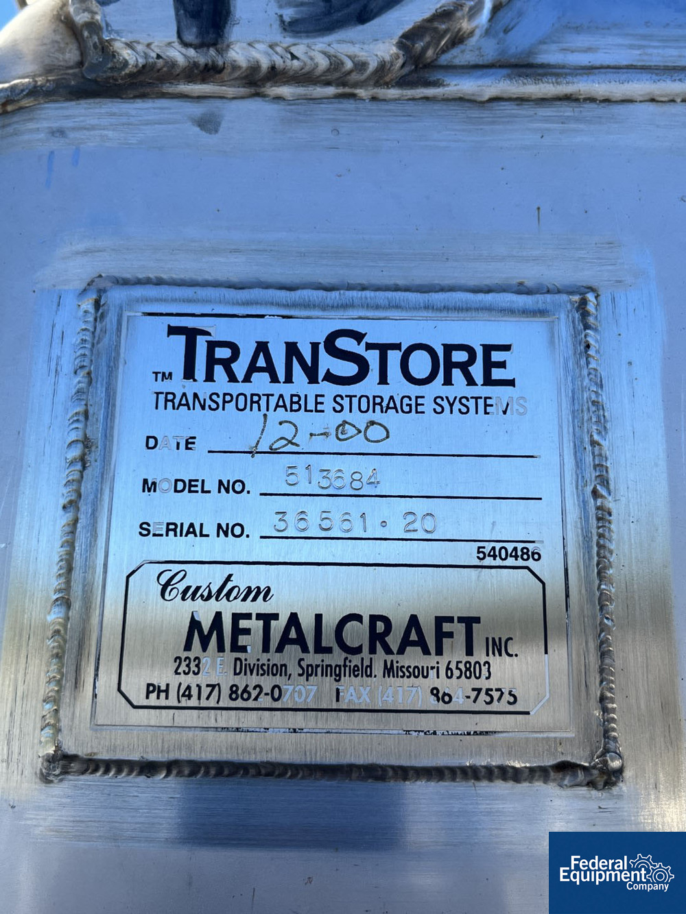 Custom Metalcracft Transtore Tote Bin, S/S | Federal Equipment Company