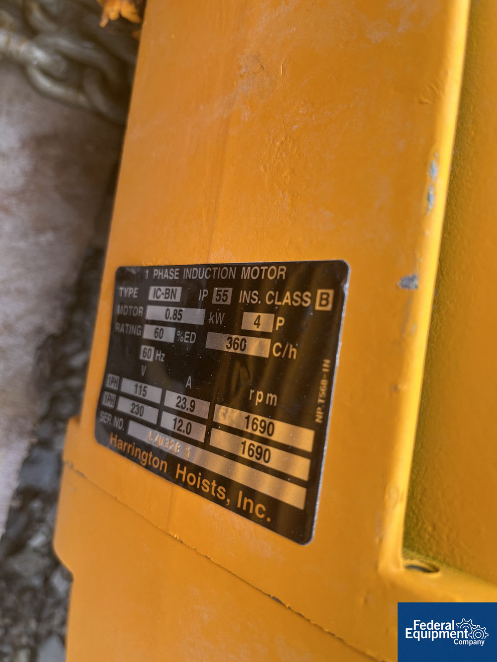 2 Ton Harrington Hoist, Size D | Federal Equipment Company