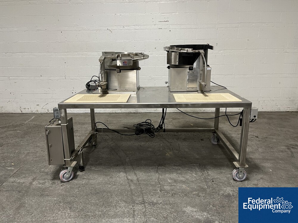 Table with Vibratory Bowl Feeders, Portable | Federal Equipment Company