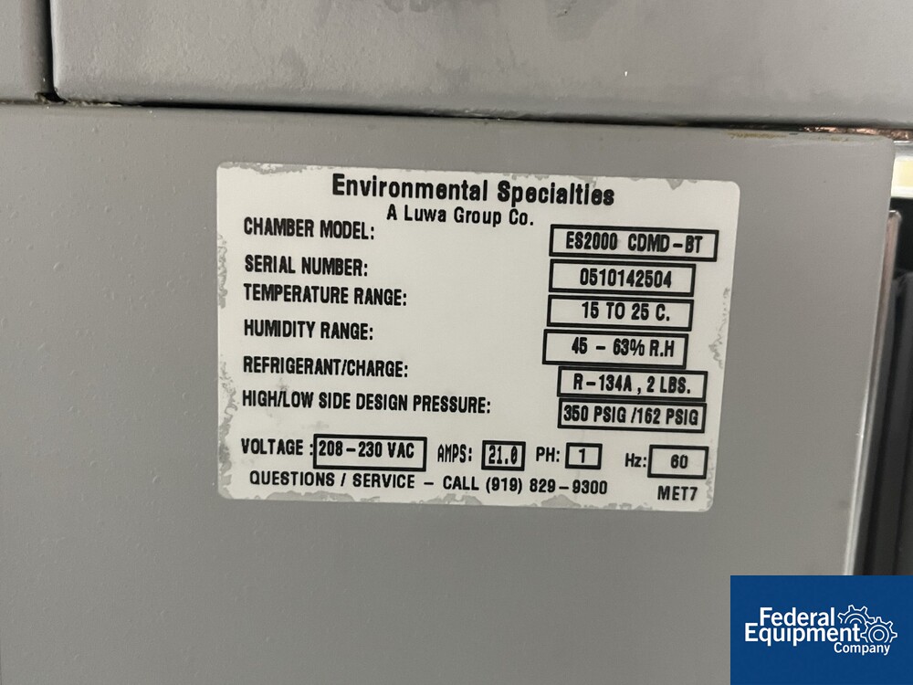Enviromental Specialties Environmental Chamber, Model ES2000 | Federal ...
