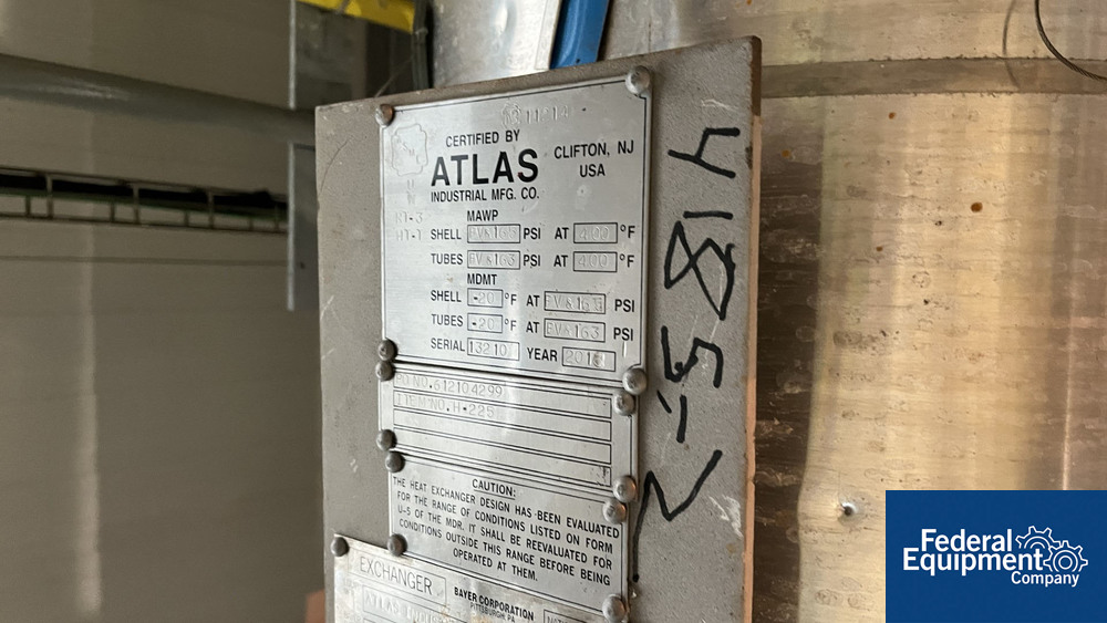 905 Sq Ft Atlas Heat Exchanger, 316 S/S, 165/163# | Federal Equipment ...