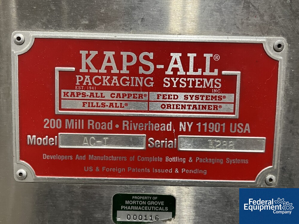 Kaps-All Orientainer Bottle Unscrambler, Model AC-1 | Federal Equipment ...