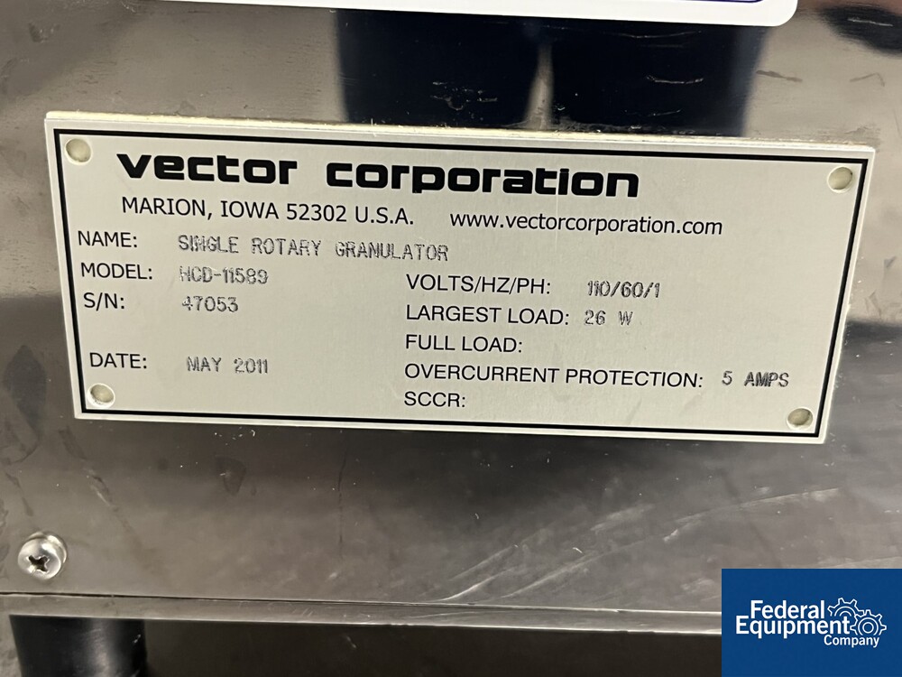 Vector Singular Rotary Granulator, HCD-11589 | Federal Equipment Company
