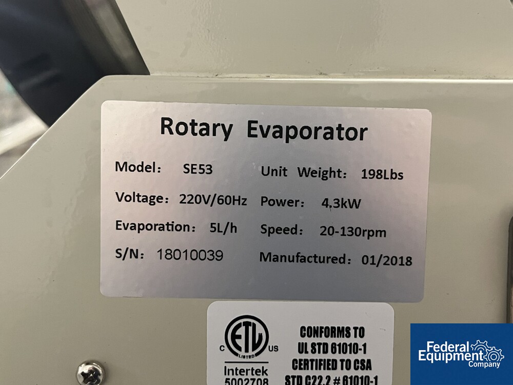 Across International 20 Liter Solventvap Rotary Evaporator, SE53 ...