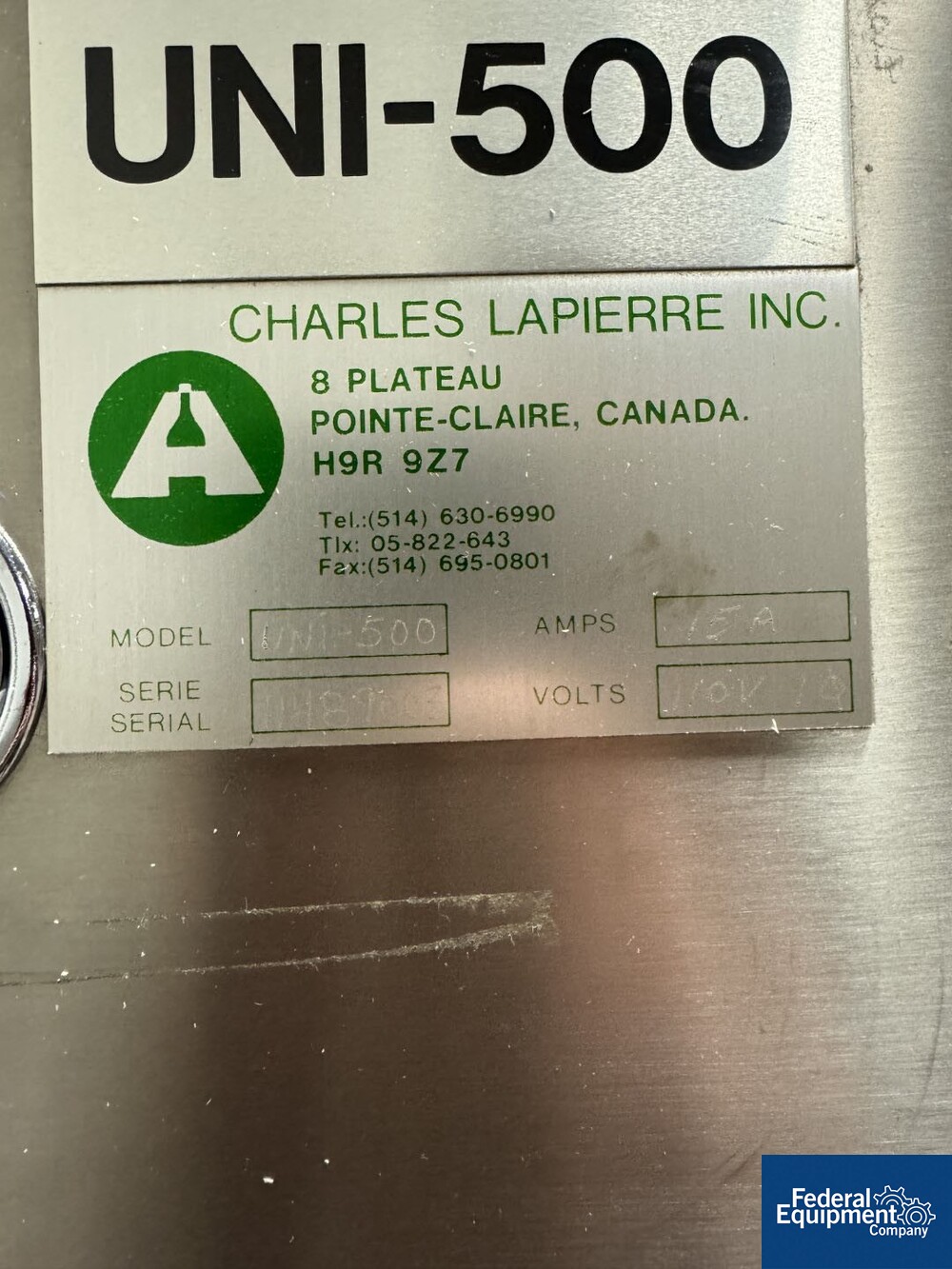 Charles Lapierre Wrap Around Labeler, Model UNI-500 | Federal Equipment ...