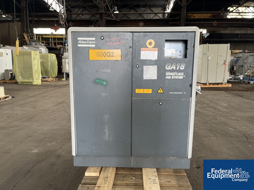 25 HP Atlas Copco Air Compressor, Model GA18 | Federal Equipment Company