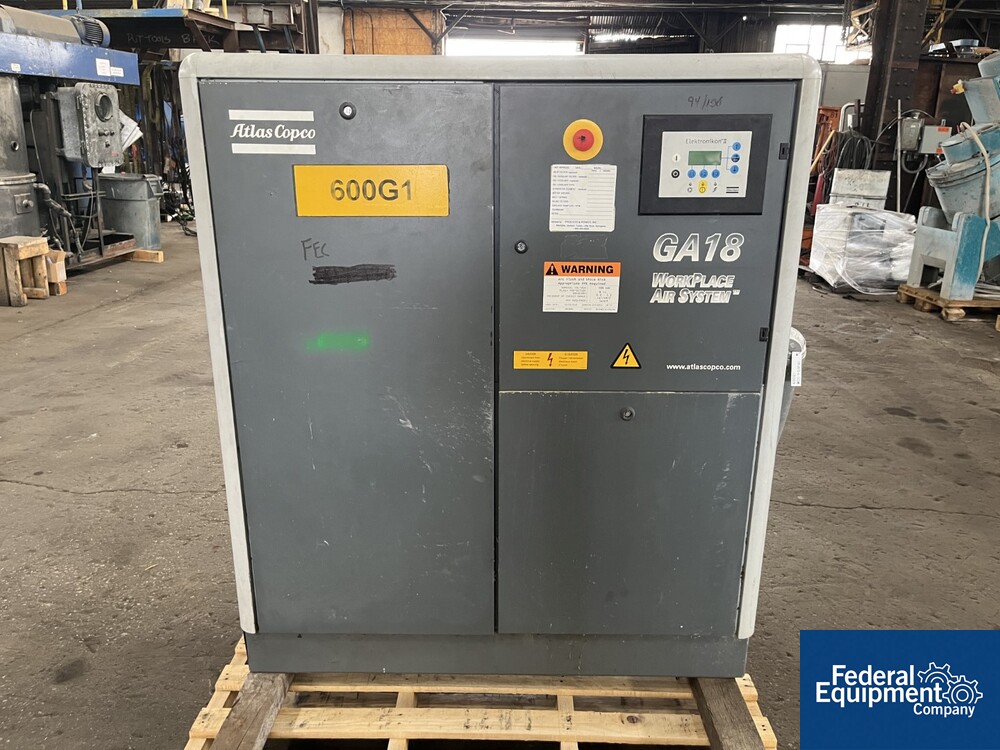 25 HP Atlas Copco Air Compressor, Model GA18 | Federal Equipment Company