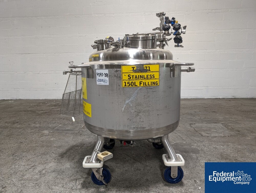 150 Liter Precision Stainless Jacketed Receiver Tank, 316L S/S, 45/100 ...