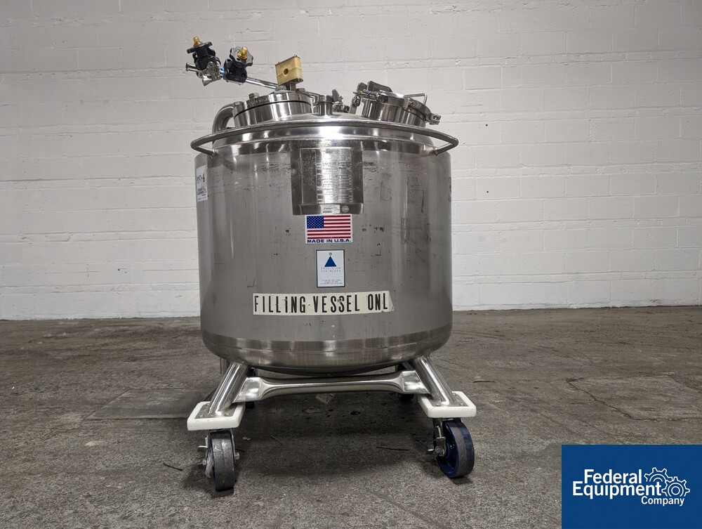 300 Liter Precision Stainless Jacketed Receiver Tank, 316L S/S, 45/100 ...