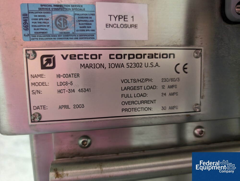 Vector Coating Pan, LDCS-5, S/S | Federal Equipment Company