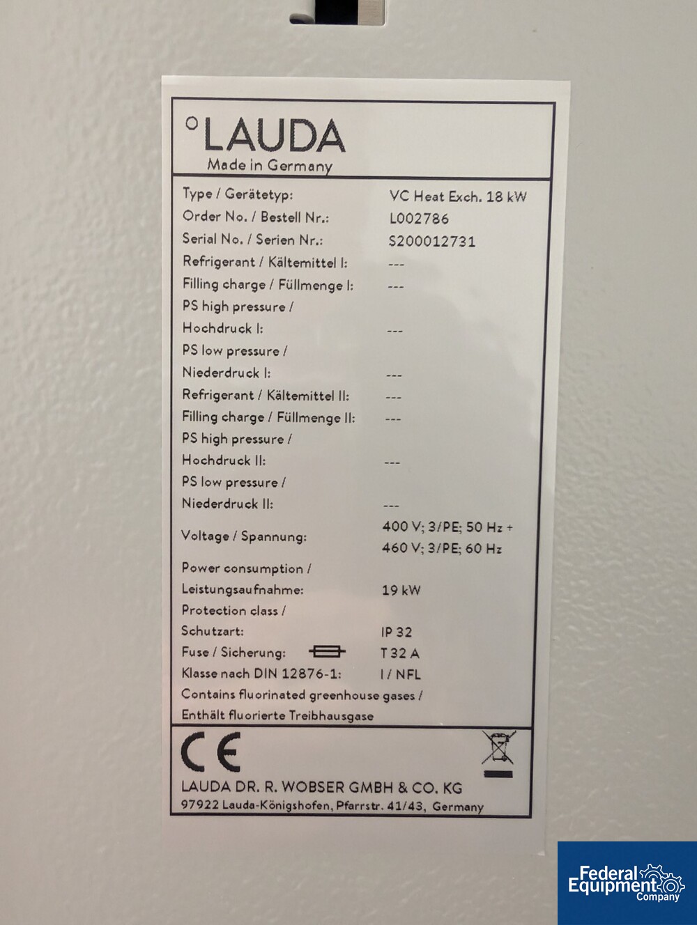 Lauda Variocool CIrculation Chiller, Model VC 18000HC | Federal ...