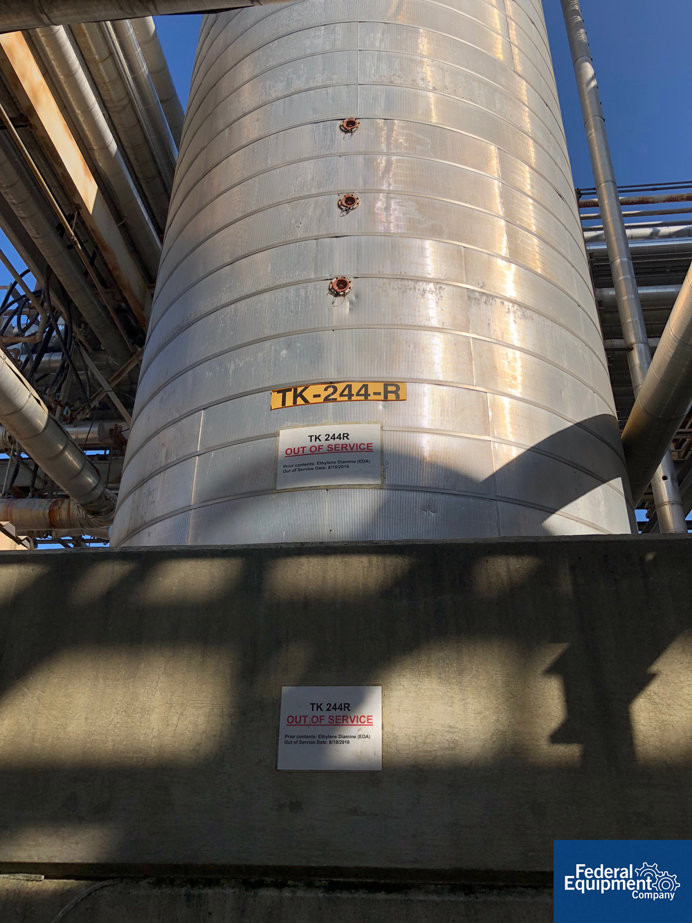12000 Gal Vertical Storage Tank, S/S | Federal Equipment Company