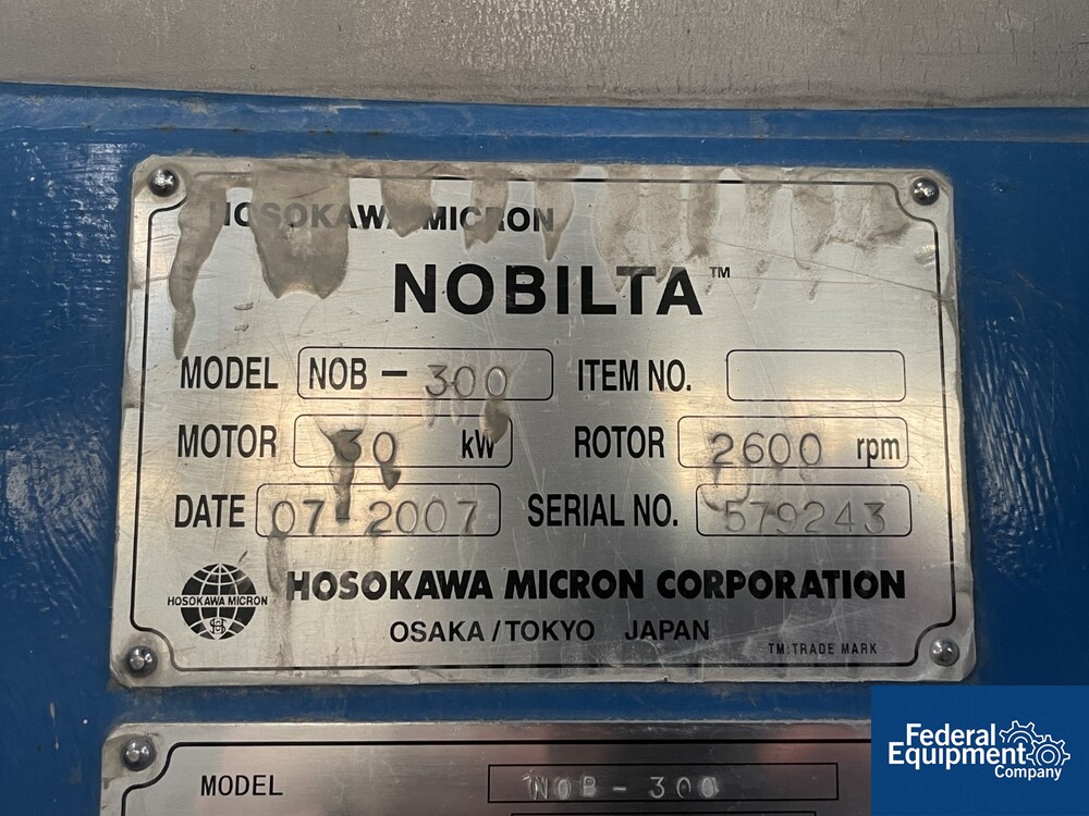 Hosokawa Micron Nobilta Mixer, Model NOB-300, 304 S/S, 40 HP | Federal ...