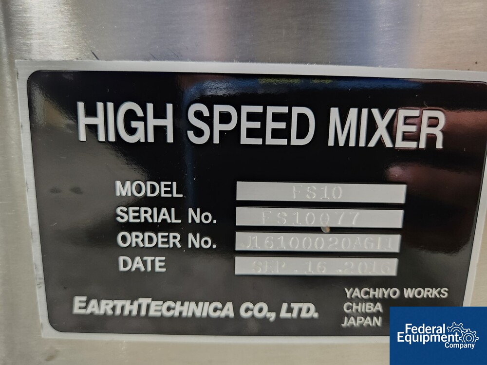 10 Liter Earthtechnica Co high speed mixer, model FS10, S/S | Federal ...