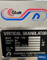 25 Liter Glatt FM-VG Vertical High Shear Granulator | Federal Equipment ...